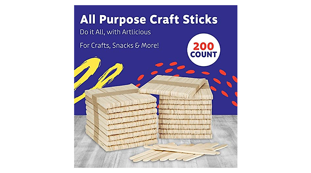 Eco-Friendly Wooden Popsicle Sticks - 200 Pack for Crafts & Food