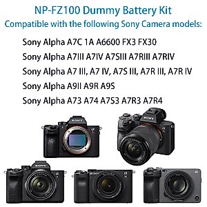 HY1C NP-FZ100 Dummy Battery AC Power Adapter Kit for Sony Alpha A7III A7IV A7C A7SIII A7RIII A7RIV A7RV A6600 A6700 A1 ZV-E1 FX30 FX3 A9 Cameras.