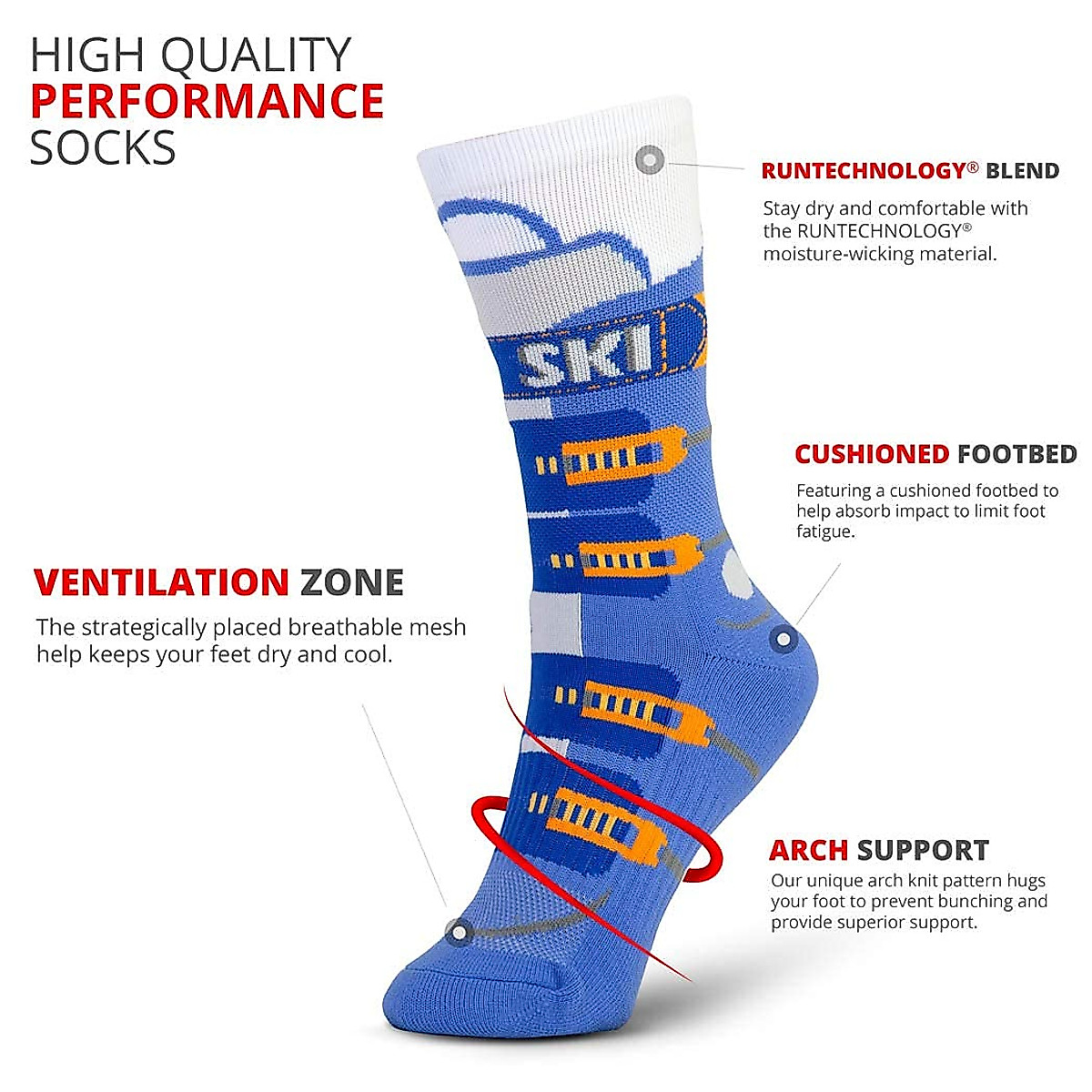 ChalkTalkSPORTS Skiing Woven Mid-Calf Socks | Everyday Casual Ski Socks | Ski Boot Adult