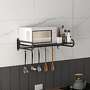 lanliebao 32 Inch Stainless Steel Wall Shelf Metal Shelving Heavy Duty Commercial or Household Grade Wall Mount Microwave Oven Shelf with Fixing Kit(Width 32 in Black)