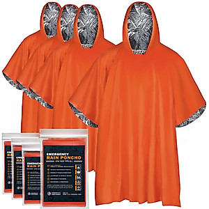 Everlit Survival Rain Poncho Emergency Mylar Space Blanket Camping Gear-Retain 90% of Body Heat Survival Gear for Survival Kits Camping Supplies Emergency Blankets