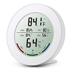 ORIA Indoor Hygrometer Thermometer, Digital Humidity Monitor, Temperature Humidity Gauge Meter, with 2.5 Inches LCD Display, Min and Max Records, for Home, Office, Greenhouse, Babyroom, White