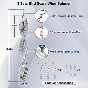 Bird Scare Discs Highly Reflective Double-Sided Bird Reflectors Sparkly Wind Spinner Outdoor Metal Garden Decor to Scare Bird Away from Yard Patio Farm Lawn (Fishbone)