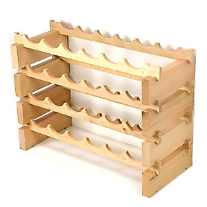 sfDisplay.com,LLC. Modular Wine Rack Beechwood 24-72 Bottle Capacity 6 Bottles Across up to 12 Rows Newest Improved Model (24 Bottles - 4 Rows)