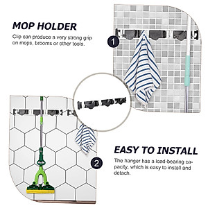 KITANDOVE Mop Holder Office Organizers Wall Mop Closet Storage Hanger Garage Storage Utility Rack Shelf Pantry Organization and Storage Mop Hanger Mops Garden Black Space Aluminum