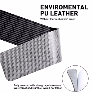 REMOCH Door Sill Protector for Dodge Charger Challenger Durango Accessories Car Door Entry Guard Sill Protector with Plastic Scraper Carbon Fiber Leather Threshold Stickers（Red, 4PCS）