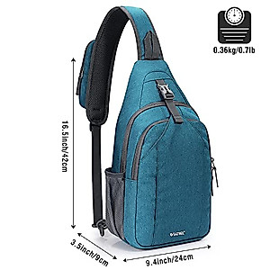 G4Free Sling Bag RFID Blocking Sling Backpack Crossbody Chest Bag Daypack for Hiking Travel(Teal Blue)