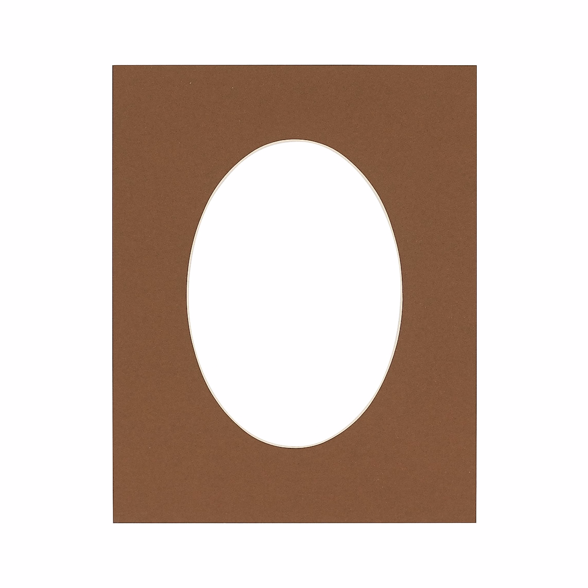 CountryArtHouse Aged Oak Brown Acid Free 8x10 Oval Picture Frame Mat with White Core Bevel Cut for 5.5x8.5 Pictures - Fits 8x10 Frame - Pack of 1 Matboard