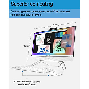 HP 2024 24'' FHD IPS Touchscreen All-in-One Desktop PC Intel 2-Core i3-1115G4 Intel UHD Graphics 16GB DDR4 1TB NVMe SSD WiFi AC BT RJ-45 HDMI Webcam Speaker Windows 11 Pro White w/RE USB Drive