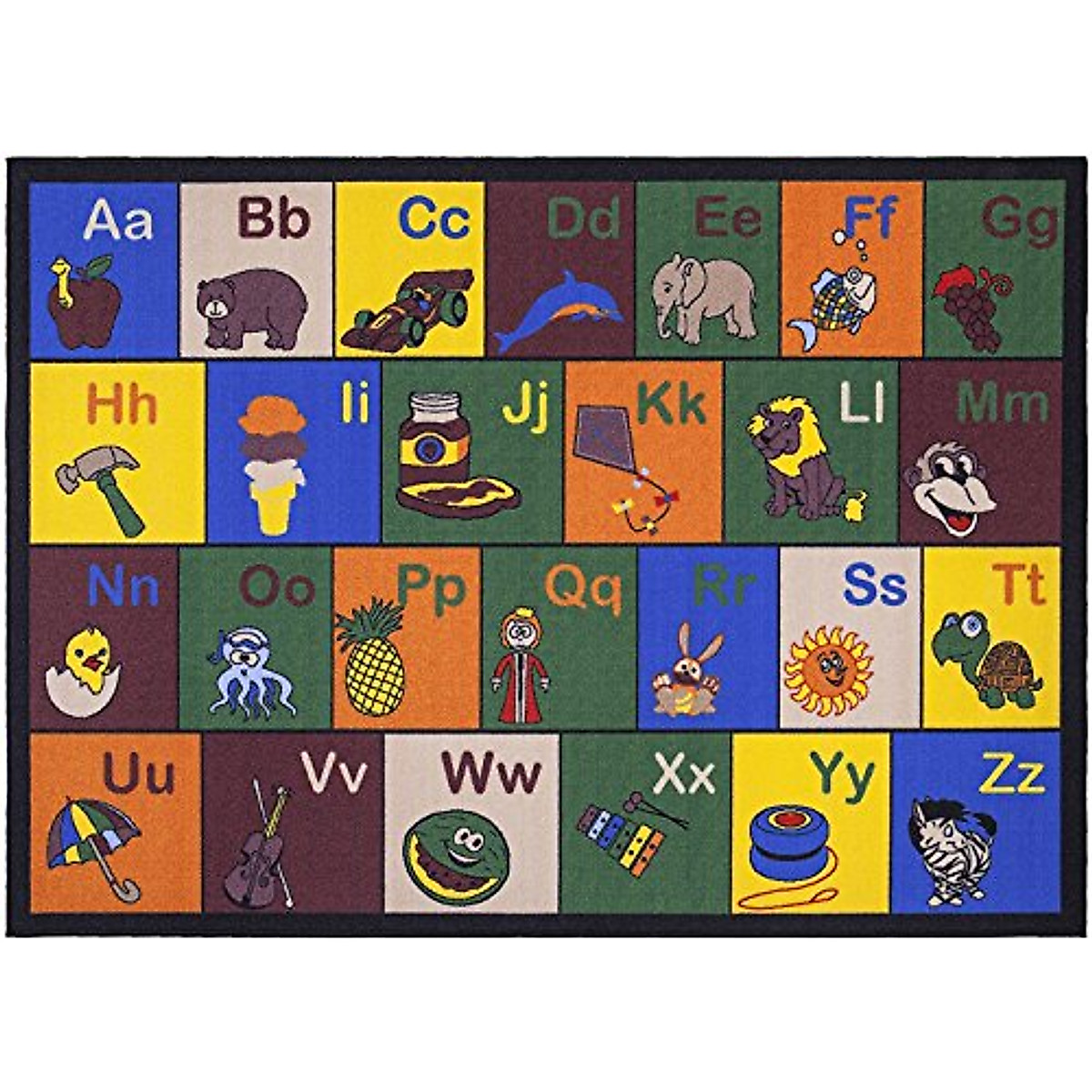 Ottomanson Jenny Children's Rug Collection, Area 5' x 6'6", Educational Alphabet Multicolor