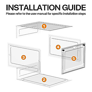 TVKB Large Clear Shoe Organizer Boxes Stackable Shoe Storage Sturdy Hard Plastic Shoe Box with Magnetic Front Door for Closet, Easy Assembly, Fit Up to Size 12(13.4"*10.6"*7.4)