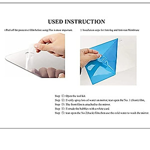 Funerom 7.1x9.9 inch Fogless Bathroom Shaving Mirror Includes 2 Adhesive Hooks 1 Anti-Fog Film Anit-Fog Shower Mirror Frameless Portable Square