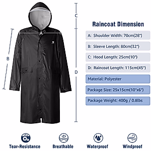 Anyoo Hood Rain Poncho Waterproof Lightweight Raincoat for Men Women Adult with Pocket for Hiking Camping Outdoor Activities