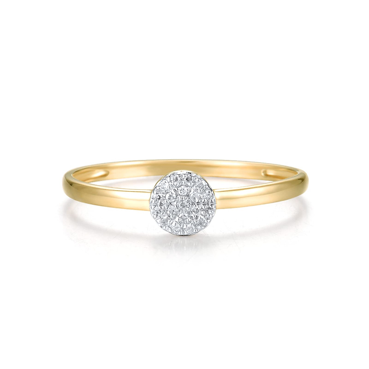 Santuzza 10K Yellow Solid Gold Round Shape Genuine Diamond Simple Dainty Ring for Women (6)