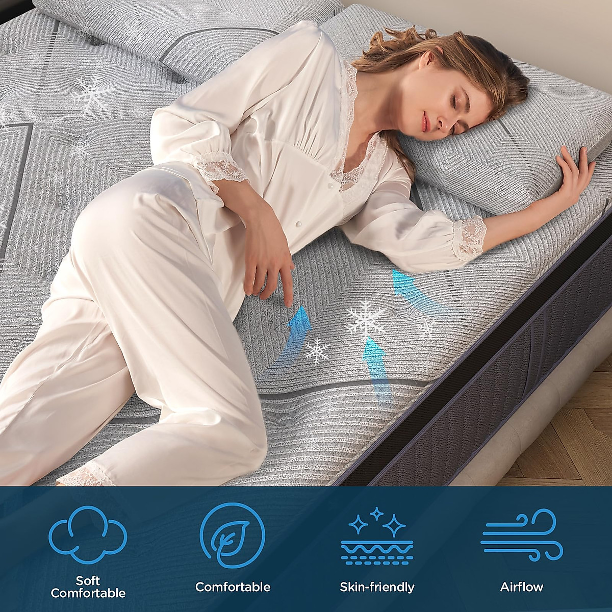 DIGLANT King Mattress, 14Inch Gel Memory Foam & 7-Zone Pocket Spring King Size Mattress, Medium Plush Hybrid Mattress in Box for Motion Isolation,Pressure Relief,CertiPUR-US, 76 * 80