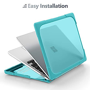 Batianda Heavy Duty 15 inch Microsoft Surface Laptop 5 4/3 Case with Metal Palm Rest with Fold Kickstand and Keyboard Cover - Shockproof Protective Cover for Enhanced Durability and Comfortable,Blue