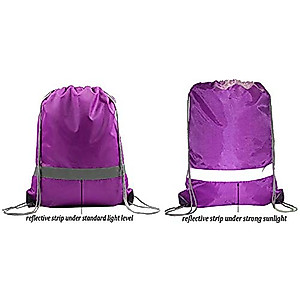 BeeGreen 20 Pieces Purple Drawstring Backpacks Bulk, Draw String Bags for Gym Sport, Reflective Cinch Blank Bag