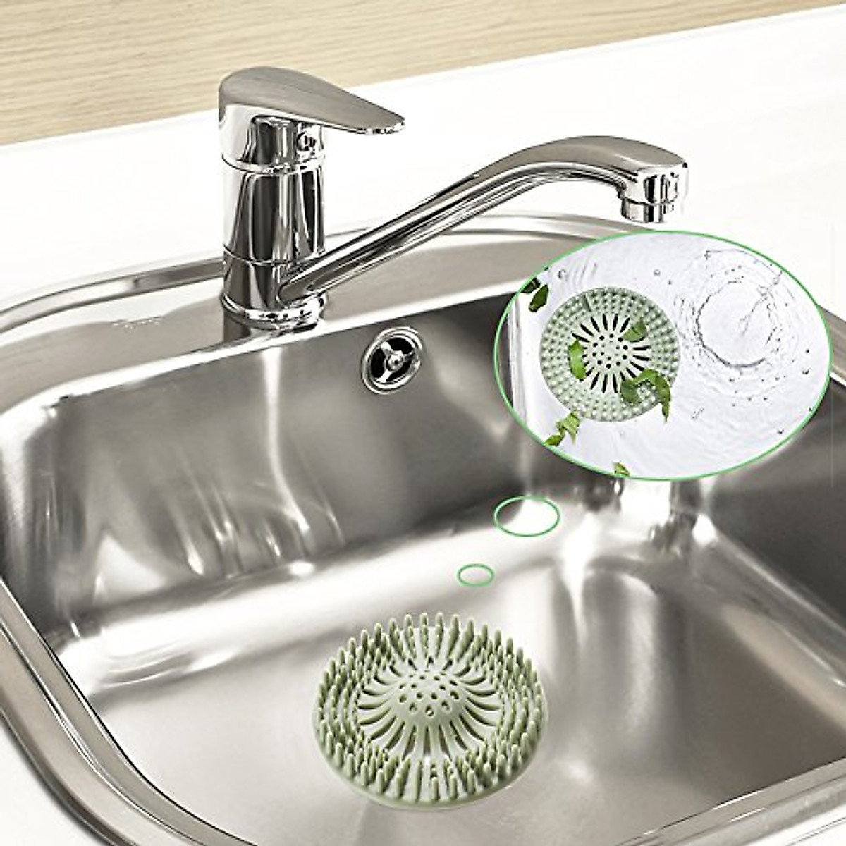 KongNai Hair Catcher Shower Drain Cover, 4 Pack Hair Stopper Drain Protector for Bathroom Bathtub and Kitchen, Reusable Rubber Sink Strainer