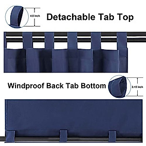 OutdoorLines Waterproof Outdoor Curtains for Patio - Windproof Tab Top Gazebo Curtain Panels - Privacy Sun Blocking Outside Curtain Set for Porch, Pergola and Cabana 54 x 96 inch, Navy Blue, 2 Panels