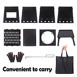 Portable Wood Burning Stove Folding Outdoor Camping Backpacking Stove with Carry Bag for Barbecue Cooking Heating BBQ (Small)