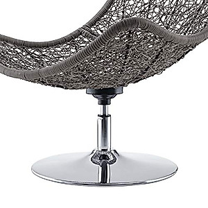 Modway Brighton Outdoor Patio Wicker Rattan Swivel Lounge Chair in Light Gray White