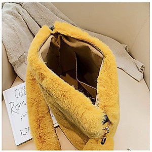 Plush Underarm Bag Ladies Faux Fur Fluffy Crossbody Shoulder Bag Women Soft Furry Tote Handbag for Autumn and Winter