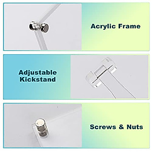 Serwrsw 4 Pack 5x7 Acrylic Floating Frames, Clear Desk Frame for Family Photos or Office Pressed Flowers, Tabletop Display Frame for Kid Art Work