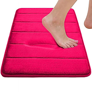 RUN HELIX Red Bathroom Rugs Memory Foam Bath Mat Set 3 Piece Non-Slip Rugs,Absorbent Shaggy Rugs,Machine Wash, Perfect Plush Mats,Washable Carpets with U-Shaped Toilet Rug-Rug