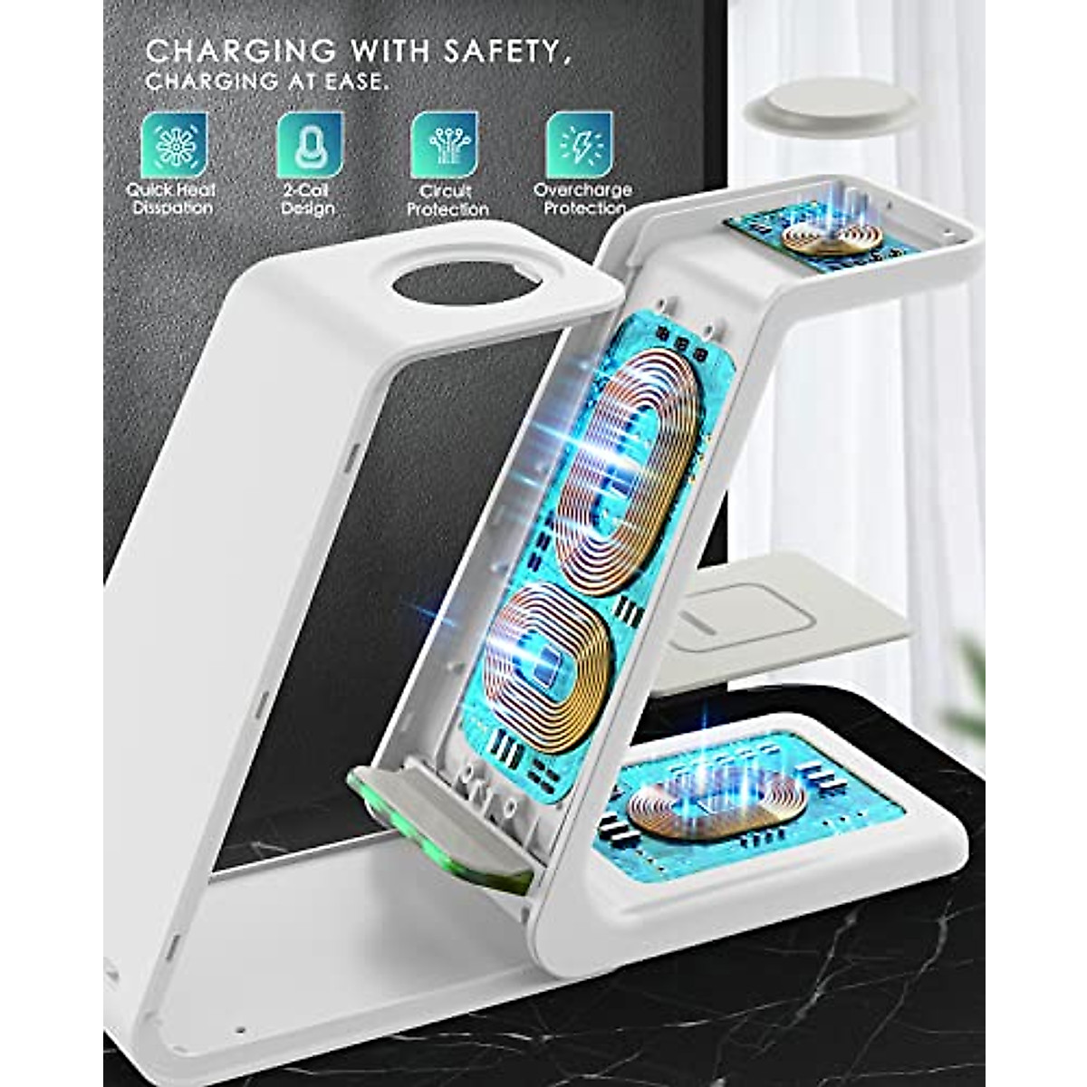 Wireless Charging Station,3 in 1 Fast Charging Station,Wireless Charger Stand for iPhone 14/13/12/11 Pro Max/X/Xs Max/8/8 Plus, AirPods 3/2/pro, iWatch Series 8/7/6/5/SE/4/3/2, and Samsung Phones
