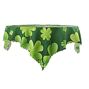 JYXIUBS Round St Patrick's Day Tablecloth - Irish Clover Decoration Waterproof Table Cloth, Fabric Spring Holiday Table Cover for Dining and Indoor/Outdoor, 60 Inch