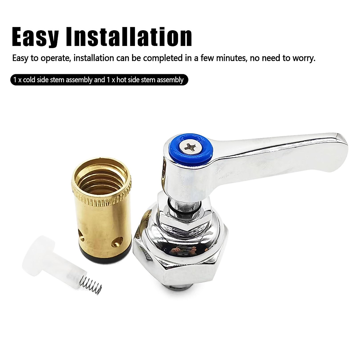 Meyffon Handle Stem Assembly Hot & Cold Compatible with T&S Brass Faucets Replace 002714-40 002713-40 Spindle Assembly for Eterna Valve Replacement