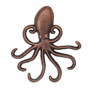 Stonebriar Cast Iron Octopus Decorative Wall Hook, Unique Nautical Design, Multiple Hooks , Bronze