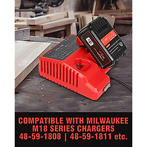 Bslite 2Packs Replacement for Milwaukee M18 Battery 6.0Ah 48-11-1862 Compatible with Milwaukee M18 Battery Tools and Charger（Black）
