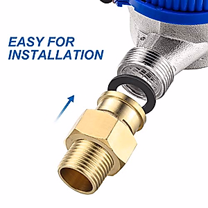 Hemobllo Water Meter Water Flow Meter Cold Water Meter for Garden and Home Use, Measures in Cubic Meter, DN15, 1/2" NPT Couplings