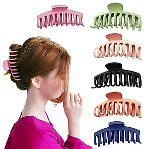 The Xpressory Large Hair Claw Clips For Thick Hair - 6 Pack Big Non Slip, Easy to Use, Stylish, Matte Hair Clips For Women's Thick, Thin, Curly, Long & Neutral Hairs