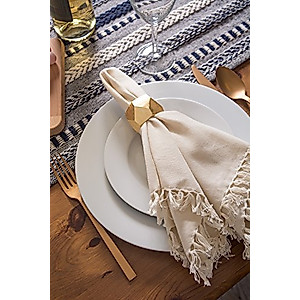 DII Farmhouse Braided Stripe Table Runner Collection, 15x108, Navy Blue