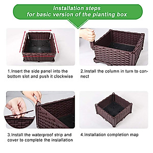 Hershii Plastic Raised Garden Bed Rectangular Planter Boxes Kit Indoor Outdoor Gardening Container for Growing Vegetables, Plants, Herbs, Flowers & Succulents - Brown - 61.41 X 15.35 X 8.66 Inches