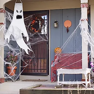 Halloween Ghost Windsocks Flag 47 Inches Ghost Outdoor Decorations Windsock Hanging Decoration Outdoor Hanging Decor for Front Yard Porch Pathway Patio Party Decor
