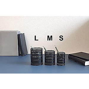 Produco Pen Holder for Desk, Metal Mesh Pencil Holder Cup Organizer Office Stationery Caddy Stand Makeup Brush Holder, Black (Mid)