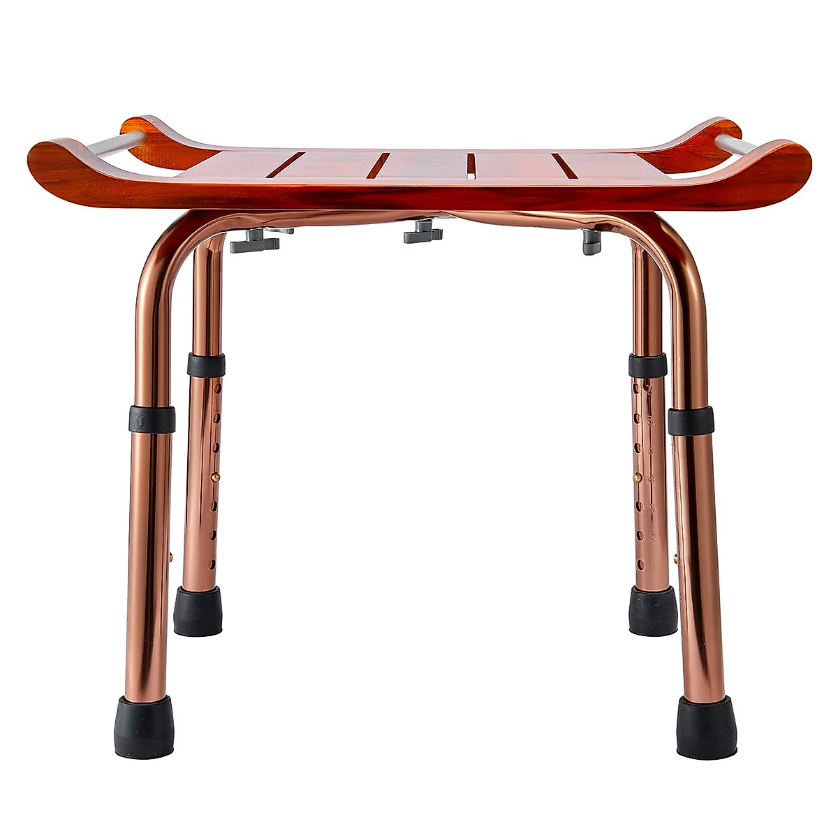 Teak Shower Bench Stool Chair Seat with Handles, Shower Benches Stool Chair Seat for Inside Shower, Height Adjustable Waterproof for Adults Elderly