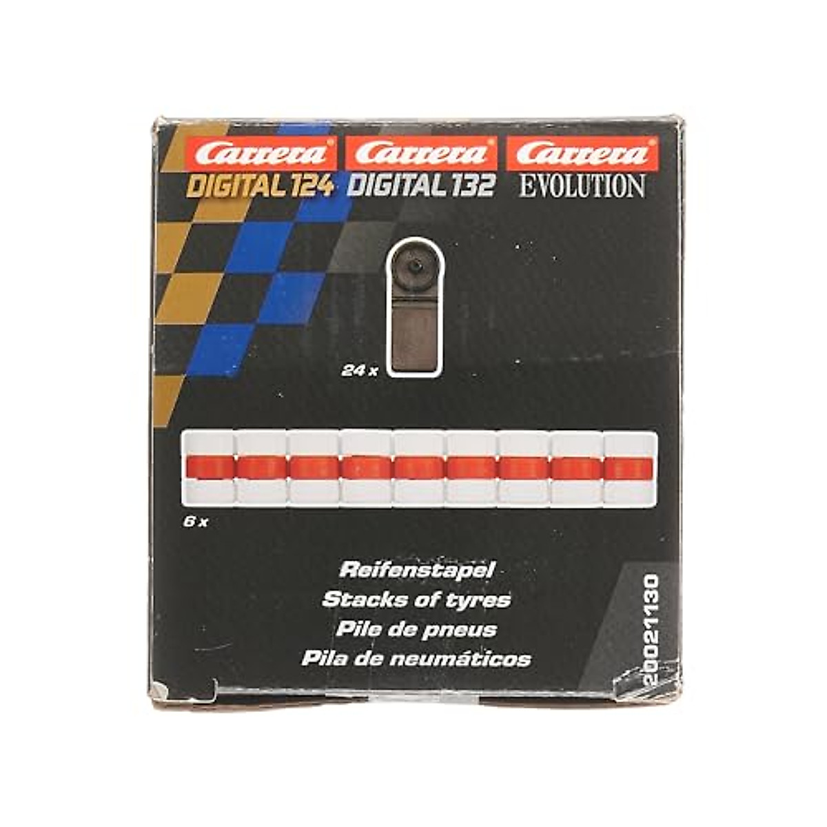 Carrera 20021130 21130 Tire Stacks Guardrail Wall for Digital 124/132/Evolution Slot Car Tracks Realistic Scenery Add On Parts Accessory, White Red