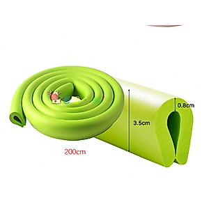 Green 2x2 Meters (13 FT) U Shape Glass Table Edge Protectors Premium High Density Foam Baby Safety Bumper Guard Foam Strip