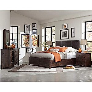 BOWERY HILL Transitional Wood Pine Finish Hill King Panel Bed