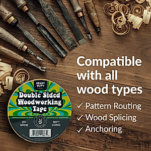 Wide Double Stick Tape Double Sided Woodworking Tape Double Sided 2" inch Wide Wood Tape for Woodworkers CNC Machines Routing Templates Strong Double Sided Tape Heavy Duty Sticky Tape 90 Feet