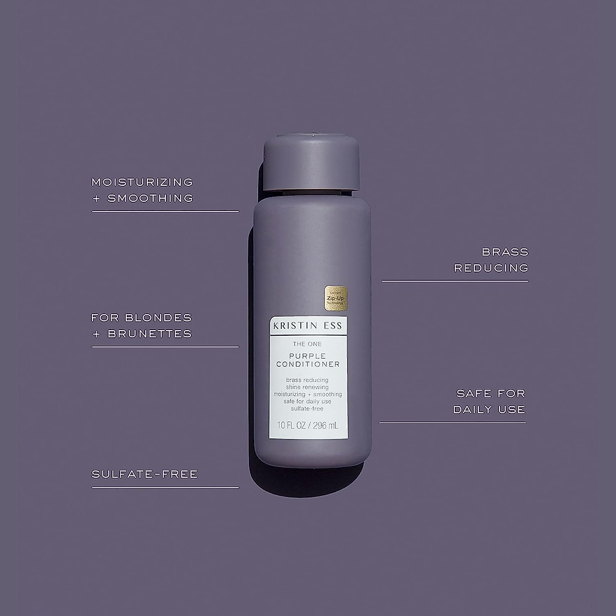 Kristin Ess Hair The One Purple Conditioner, Toning for Blonde Hair, Neutralizes Brass + Yellow Tones, Sulfate and Paraben Free, Color + Keratin Safe, 10 Fl Oz (Pack of 2)