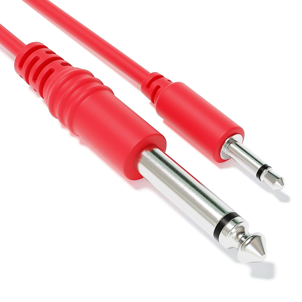 ExcelValley - 1-Pack - Mono Patch Cables - TS 3.5mm 1/8" to 6.35mm 1/4" [Red | 45 cm - 17.72"]