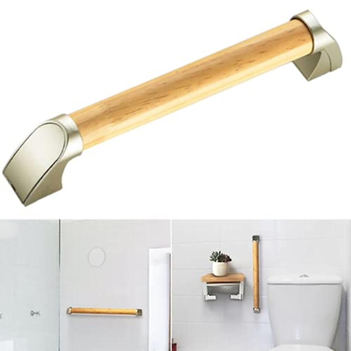 Wooden Grab Bar Wall Mounted Durable Grab Rails for Home Bathroom Withstand 80-100kg(Size:34cm/13.39inch)