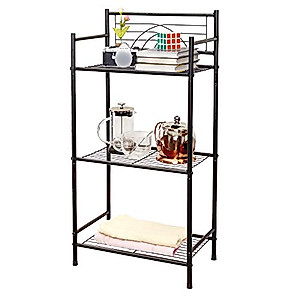 L&H UNICO 3-Tier Free Standing Wire Rack Durable Metal Shelving Storage Unit for Bathroom Laundry Kitchen Office, Black