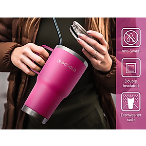 DLOCCOLD 30 oz Tumbler with Handle, Stainless Steel Insulated Travel Coffee Mug with Lid and Straw, Thermal Coffee Cup for Hot&Cold Drinks,Spill Proof,Cup Holder Friendly,Dishwasher Safe,BPA Free