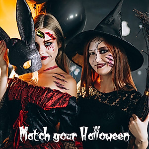 NiHome 40 Sheets Halloween Horror Removable Realistic Fake Temporary Tattoo Set, Zombie Costume Cosplay Blood Wound Bleeding Scar Variety Party Makeup Face Decals Prank Supplies